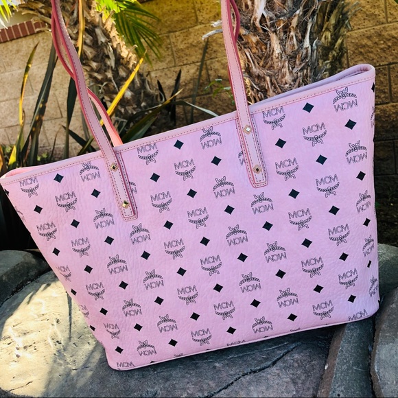MCM | Bags | Mcm Medium Zip Shopper Tote Bag Purse Pink | Poshmark